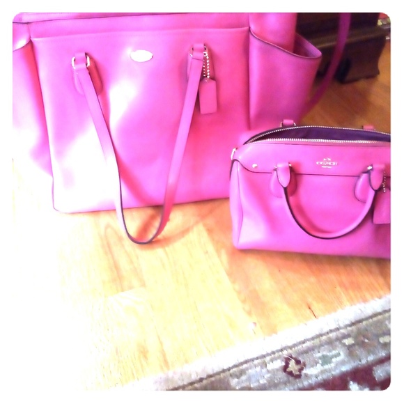 Coach | Bags | Rare Hot Pink Leather Coach Set | Poshmark